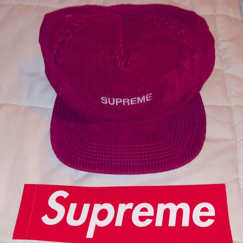 New Supreme Rare Corduroy Dark Red Mens Womens Snapba… - Gem